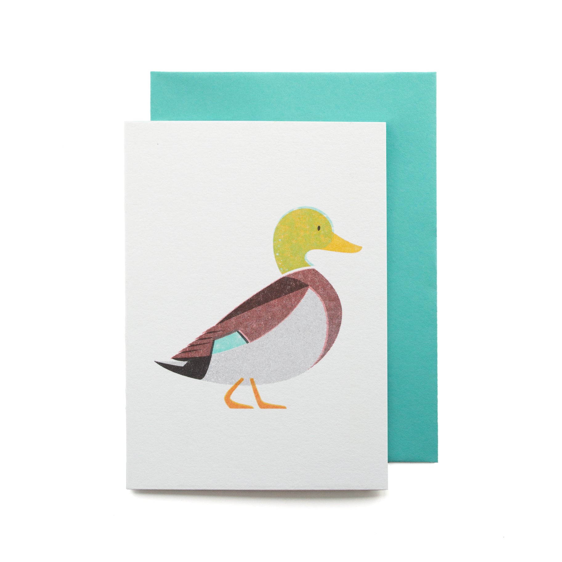 Bobbie Print | Scute mallard duck greeting card | Cute risograph duck ...